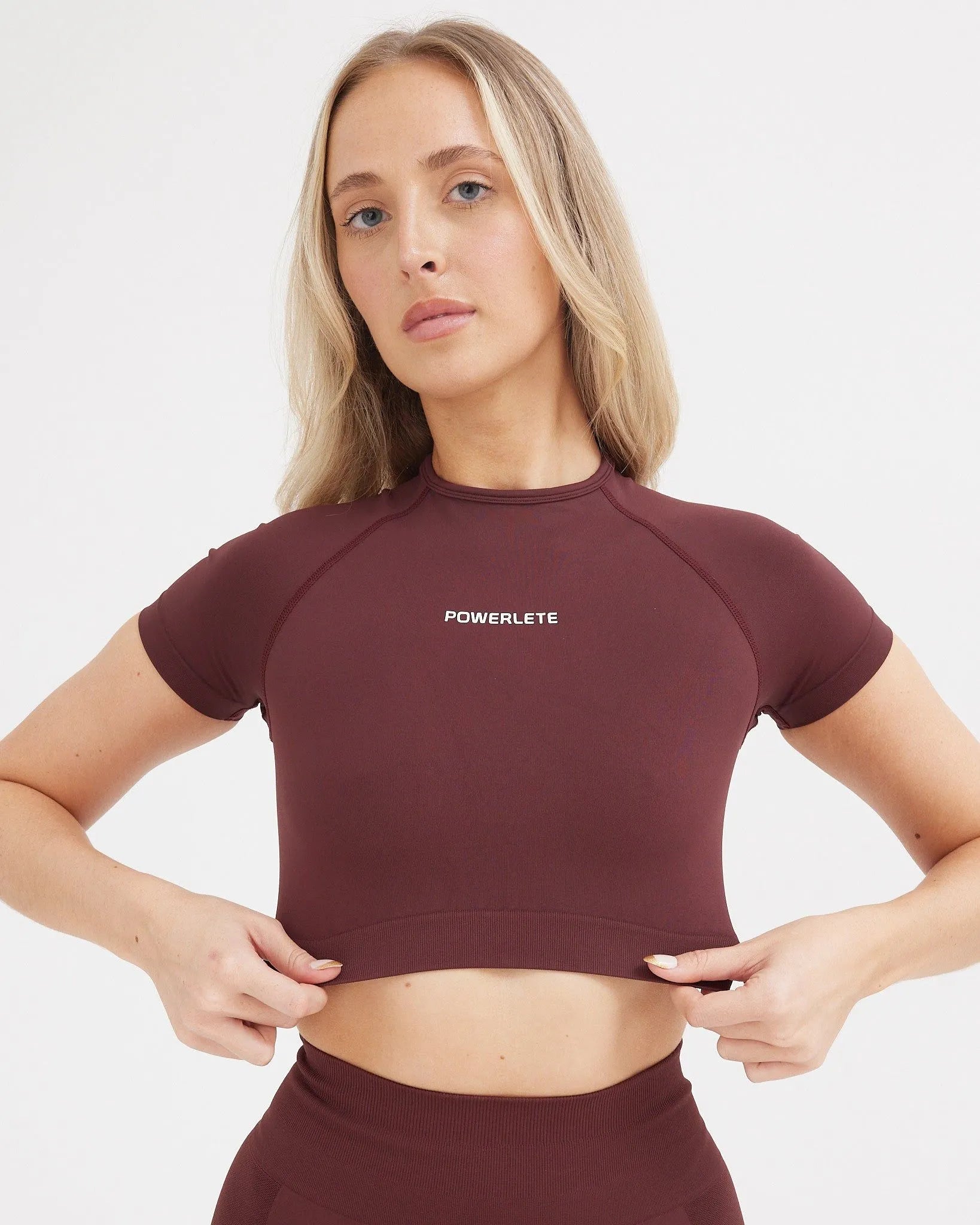 Evolve Seamless SS Crop Top - Burgundy | Powerlete